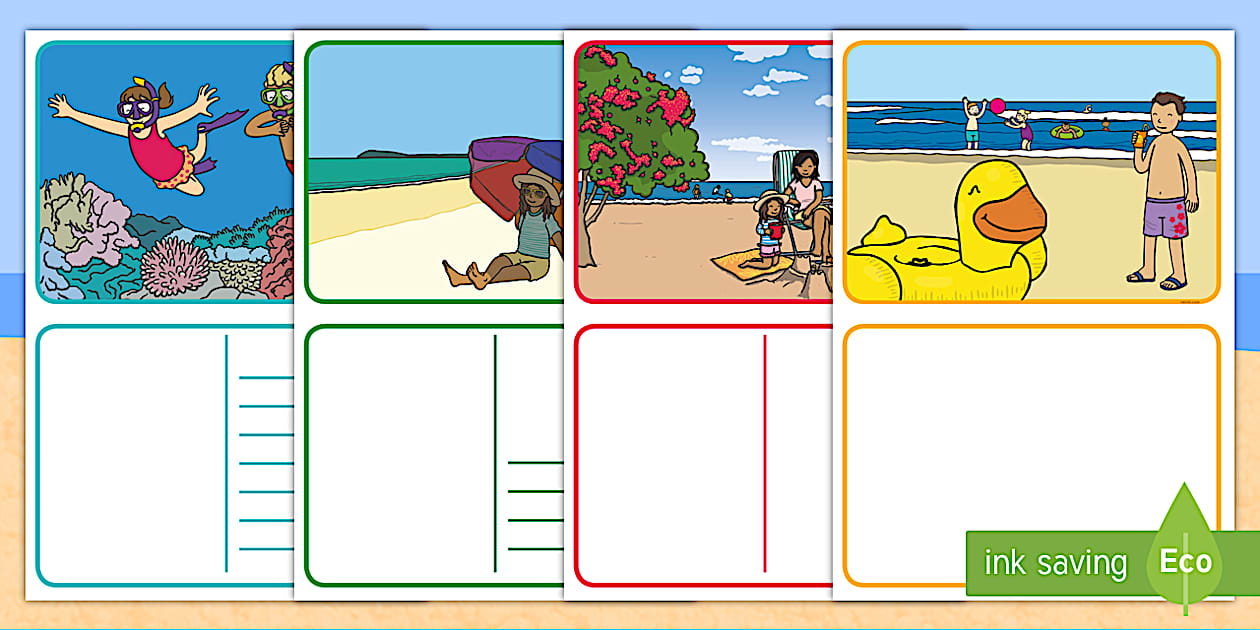 Beach-Themed Postcards (teacher made) - Twinkl