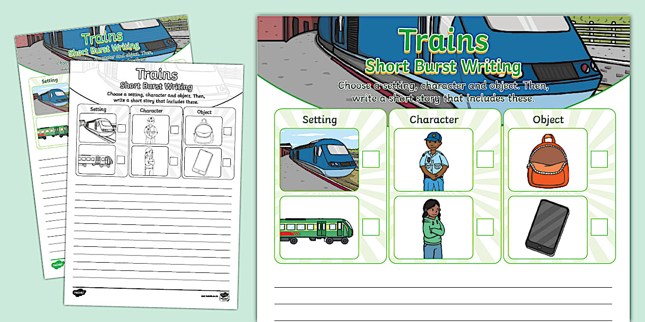 Trains Short Burst Writing Template (Teacher-Made) - Twinkl