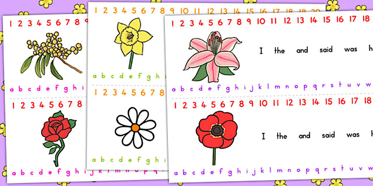 Flower Themed Number and Alphabet Strips (teacher made)
