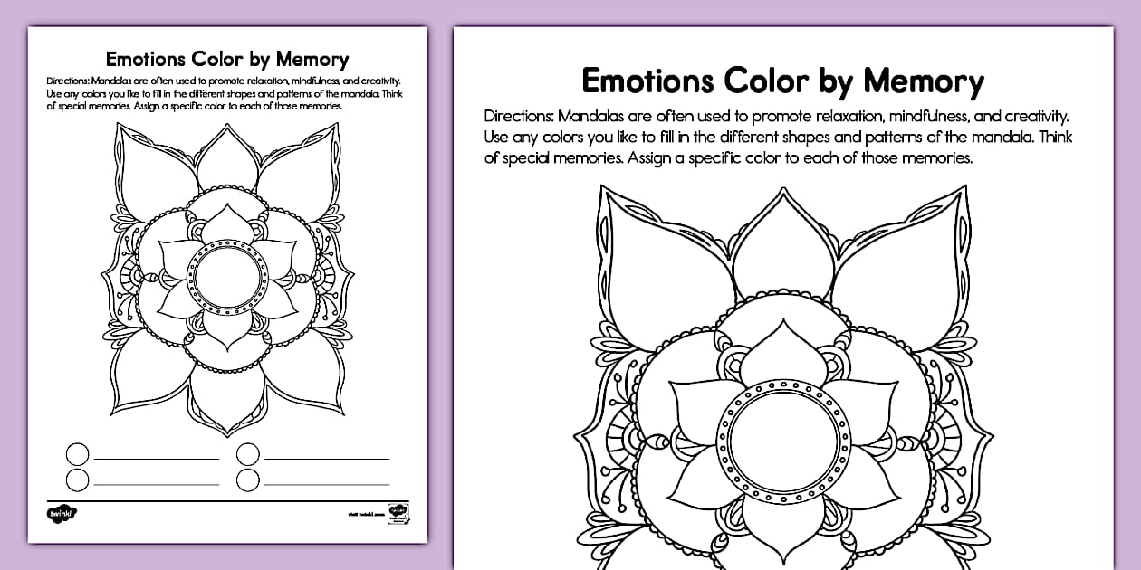 Grief: Emotions Color by Memory for K-2nd Grade - Twinkl