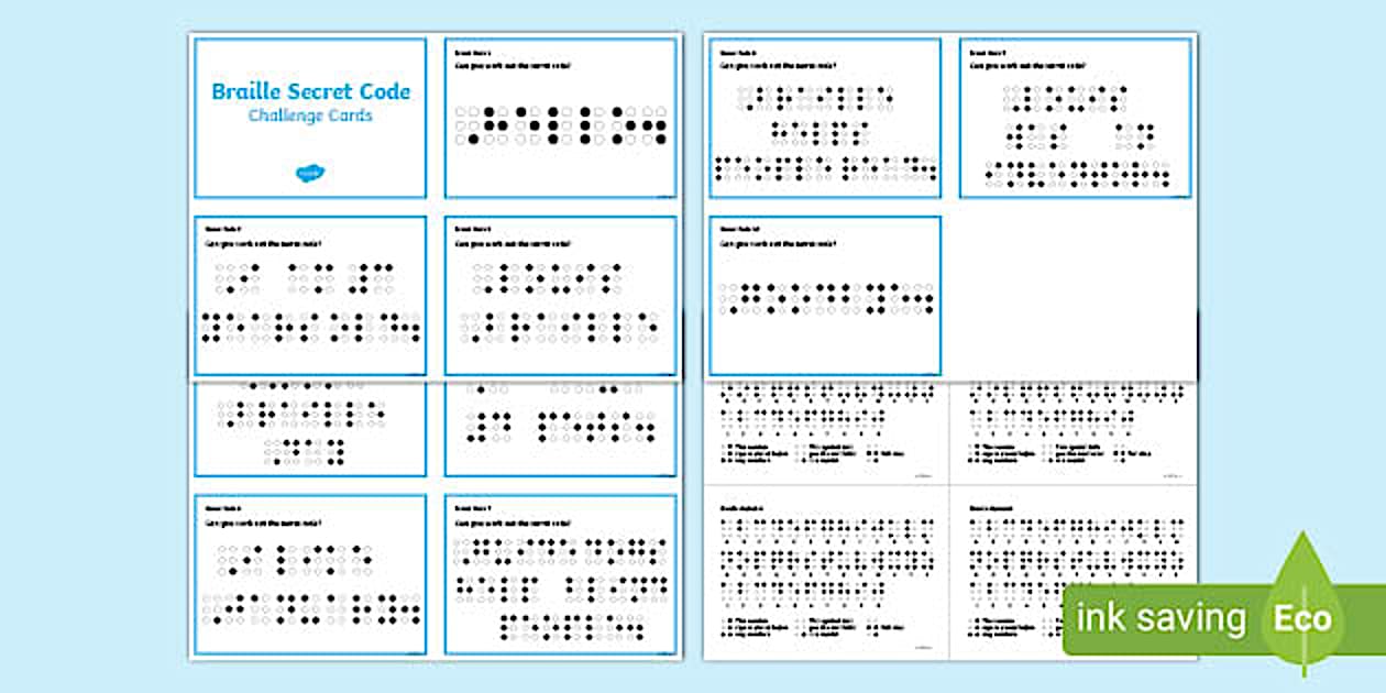 Braille Secret Code Challenge Cards (teacher made) - Twinkl
