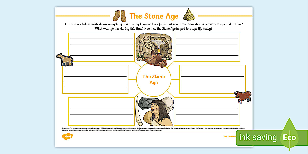 The Stone Age Mind Map, Stone Age Writing Frame - Twinkl