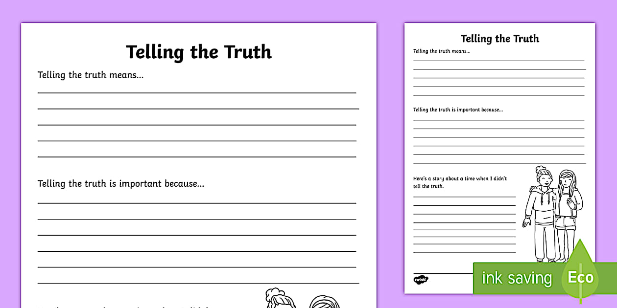 Telling the Truth Reflection Writing Template (teacher made)