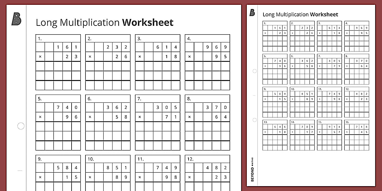 Long Multiplication Practice: 3 Digits x 2 Digits - Twinkl