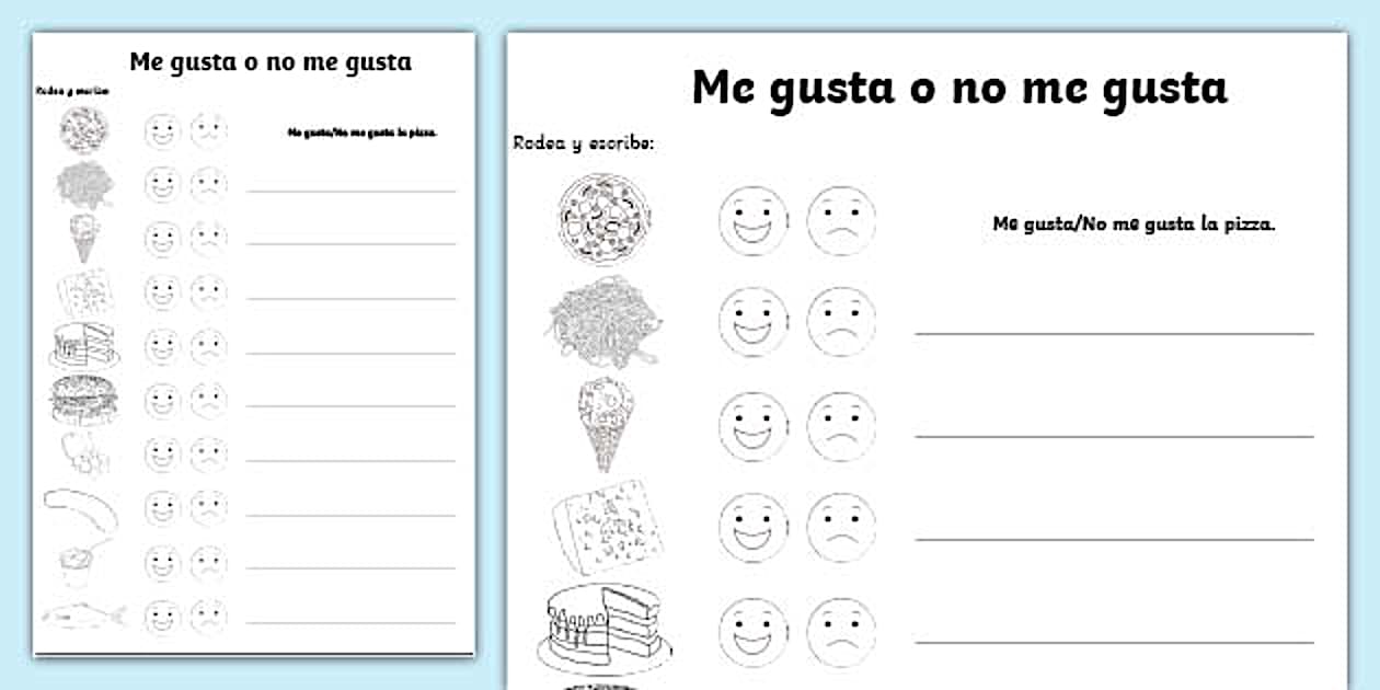 Ficha de actividad: Me gusta o no me gusta - Twinkl