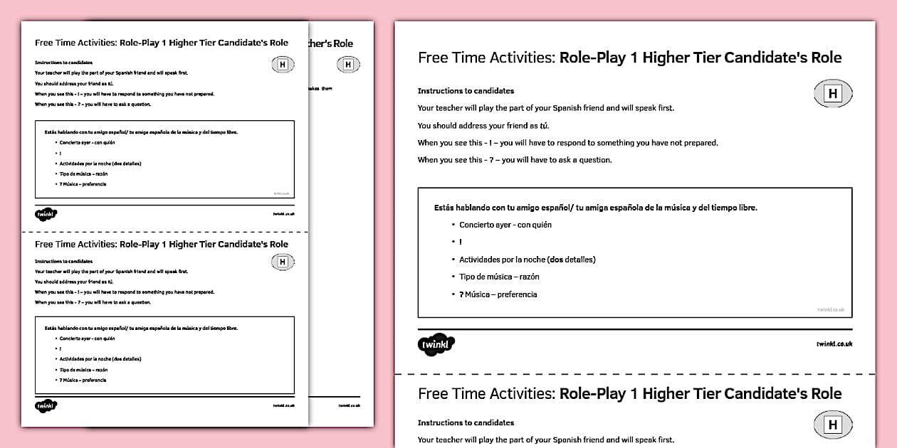 Actividades de Tiempo Libre 1 Juego de Rol Higher Tier