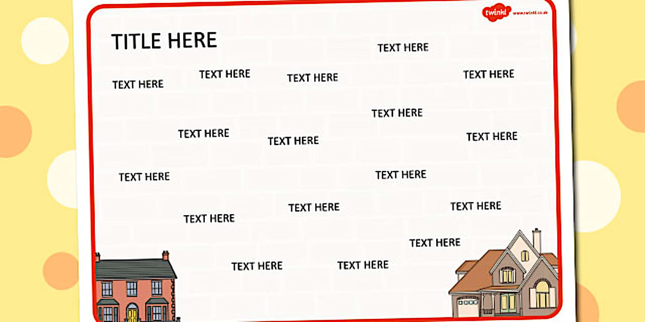 Houses and Homes Themed Editable Word Mat (teacher made)