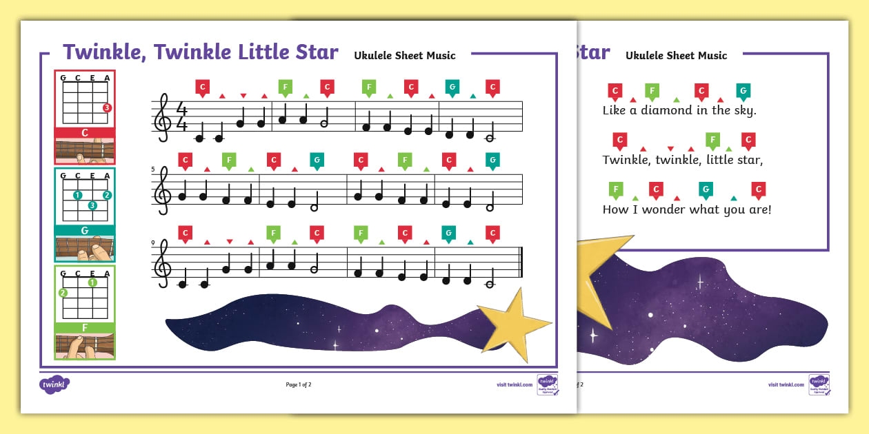 👉 Twinkle, Twinkle, Little Star Ukulele Sheet Music.