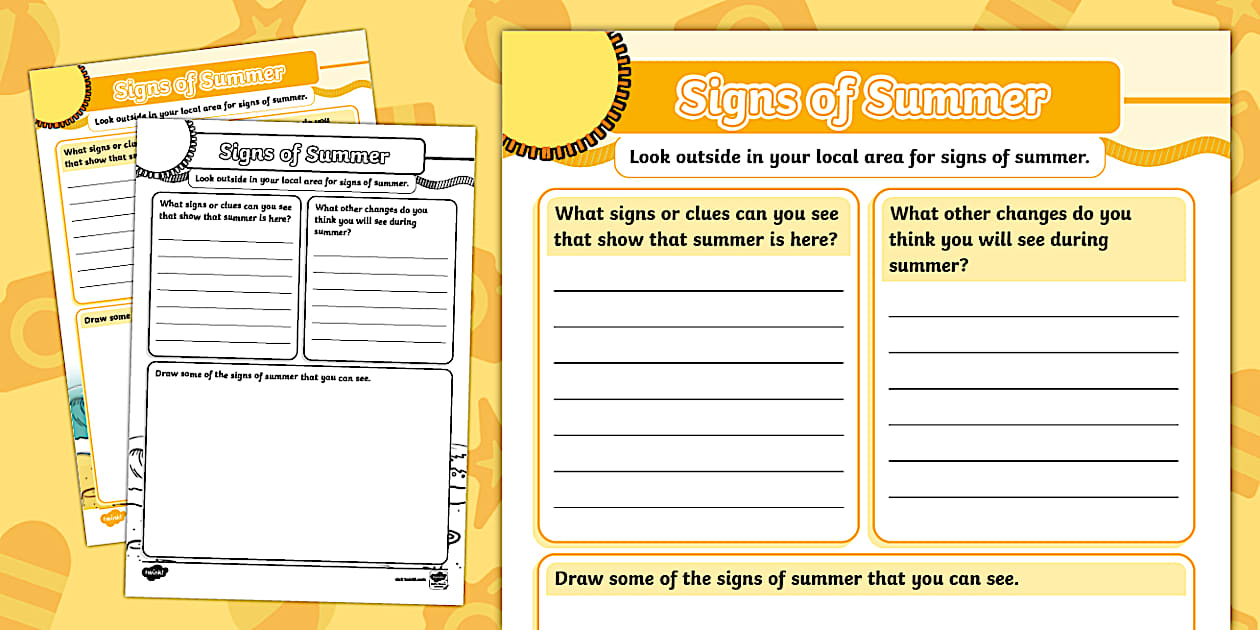 Signs of Summer Investigation Worksheet (teacher made)