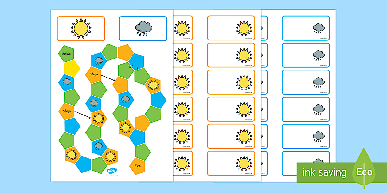 Juego de mesa editable: El tiempo y las estaciones - Twinkl
