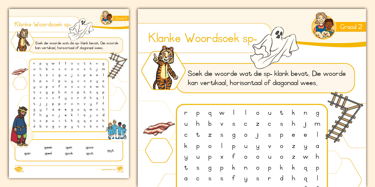 Graad 2 Klanke Woordsoek sp- (teacher made) - Twinkl