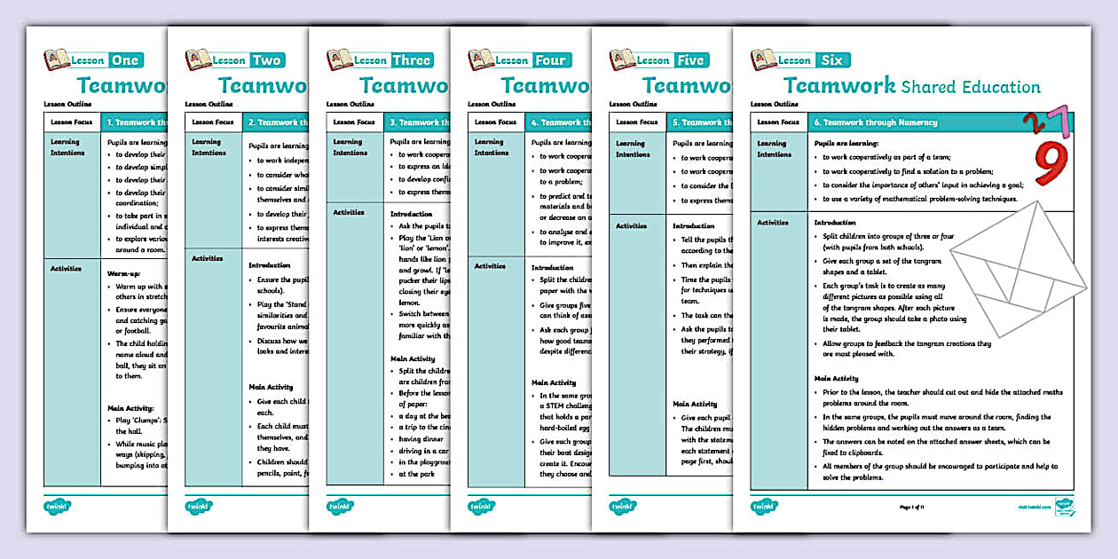 Teamwork Shared Education Lesson Pack (teacher made)