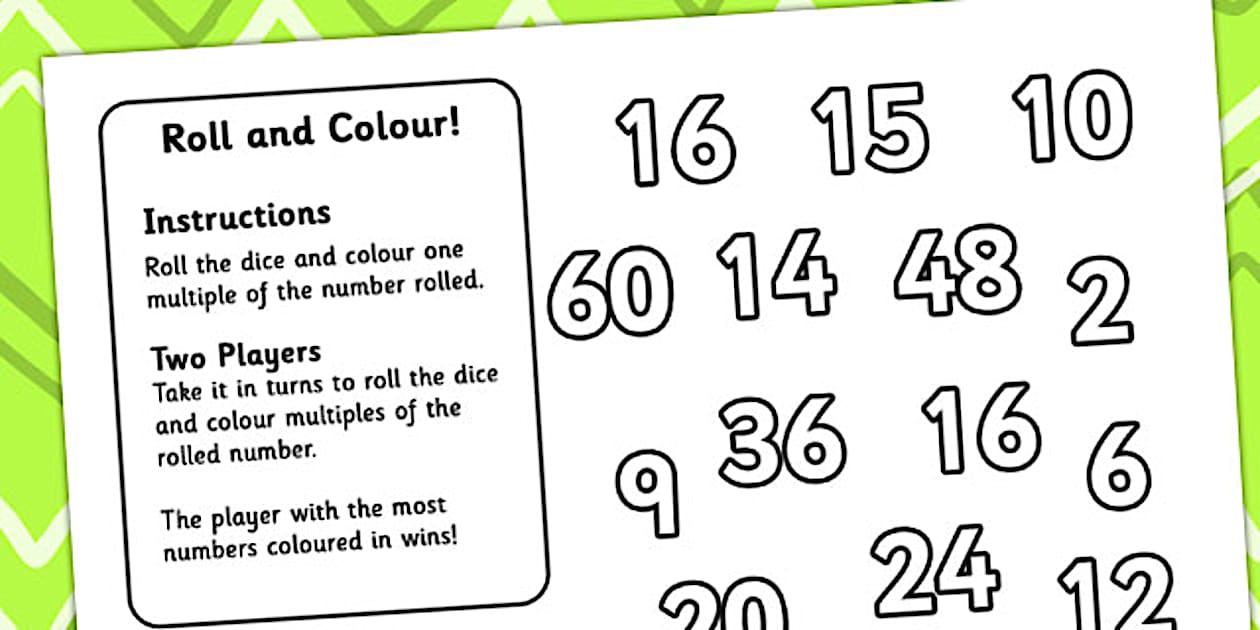 Multiplication Roll and Colour One Dice (teacher made)