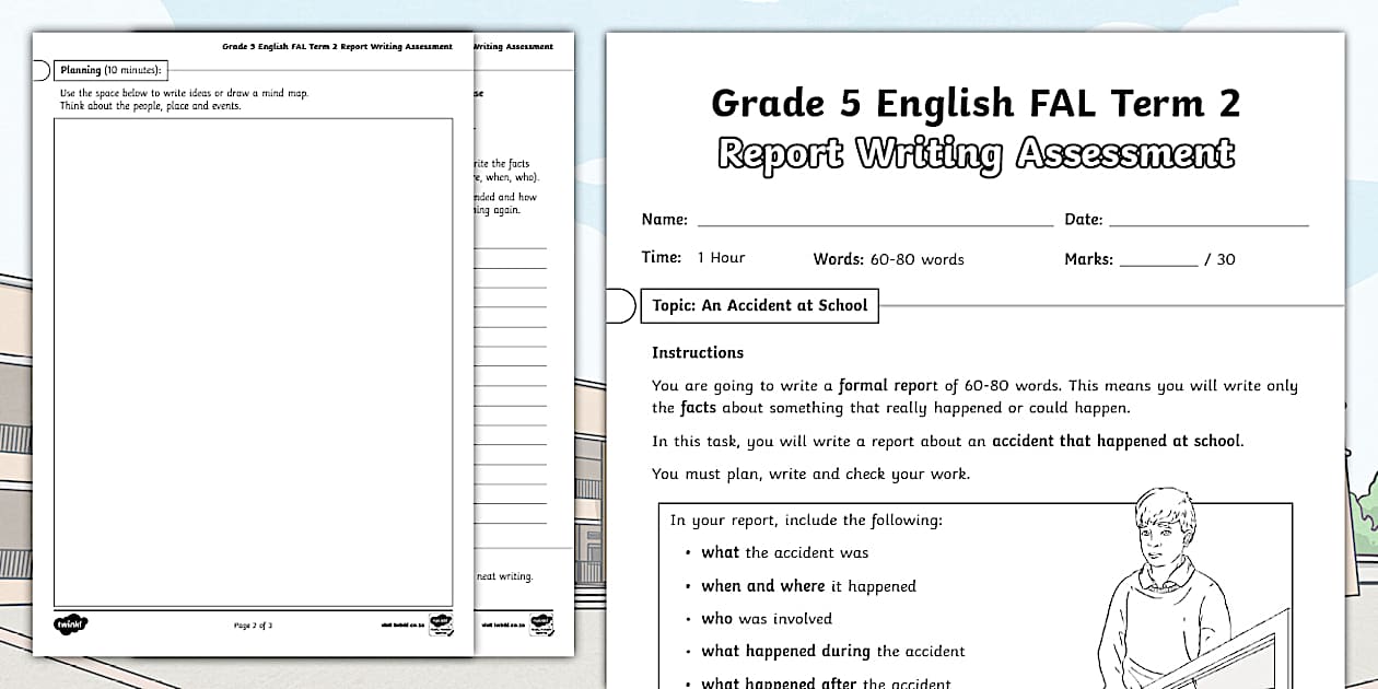 Grade 5 English FAL Term 2 Report Writing Assessment
