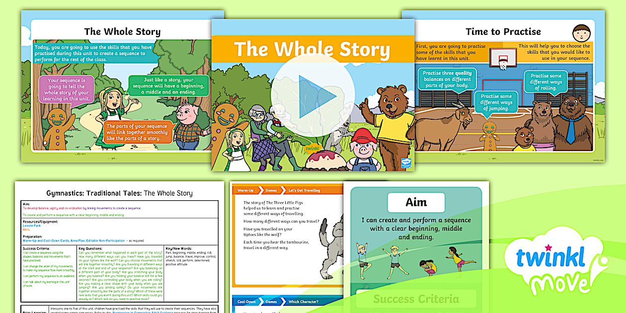 👉 Twinkl Move PE - Y1 Gymnastics: Traditional Tales Lesson 6 - The Whole Story