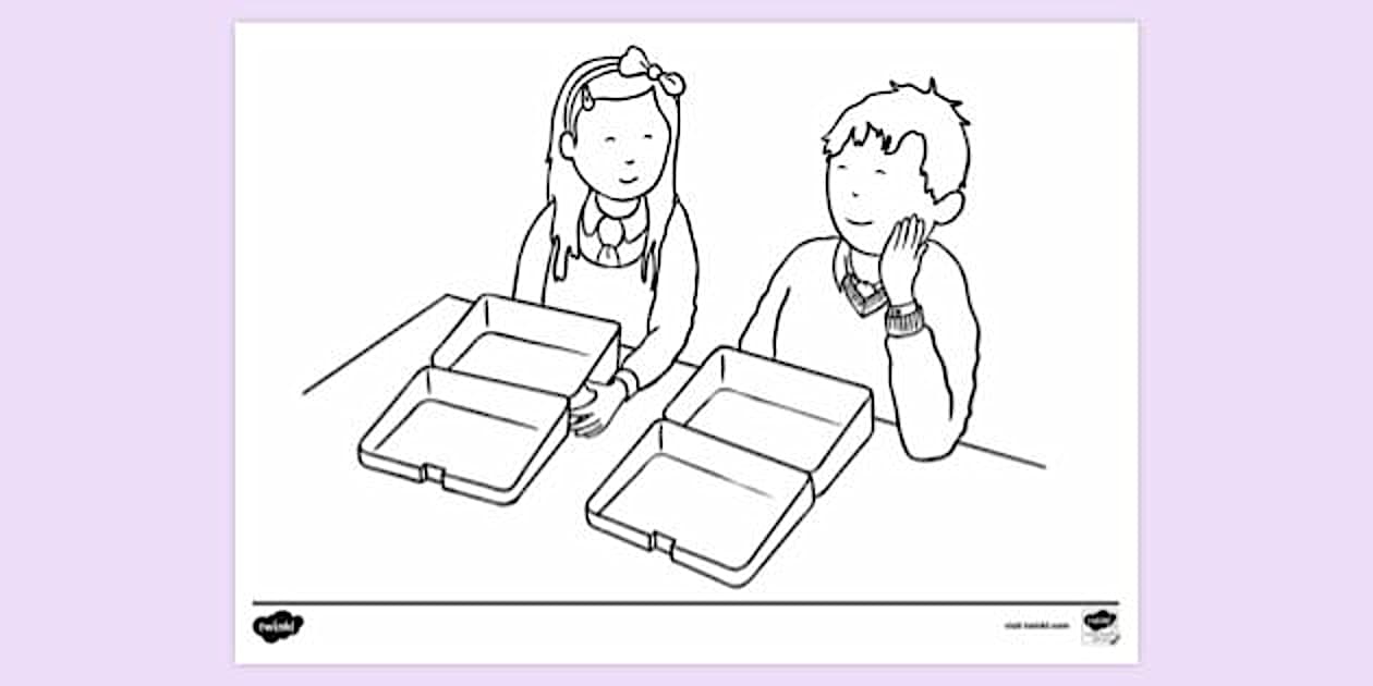 Children Looking at 1 Another Colouring Sheet | Colouring