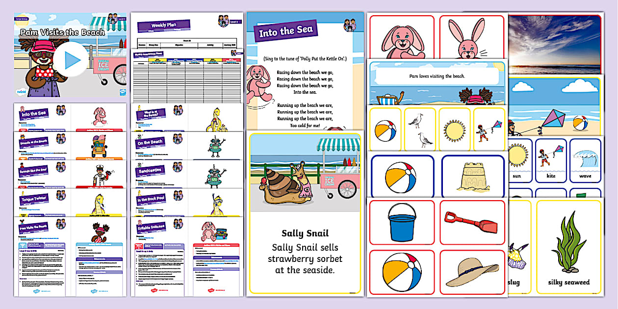 Level 1 Week 25 - The Beach Weekly Lesson Pack - Twinkl