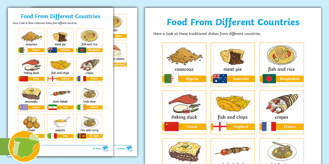 B1 Hoja informativa: Comida y países en inglés