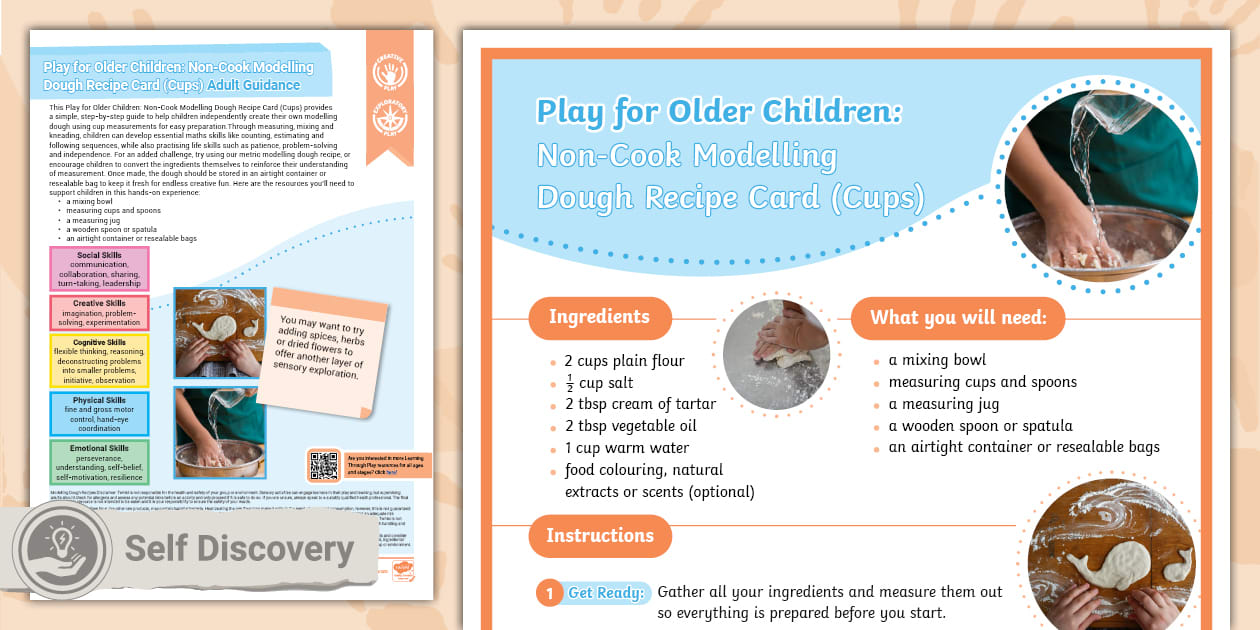Play for Older Children Non-Cook Modelling Dough Recipe Card
