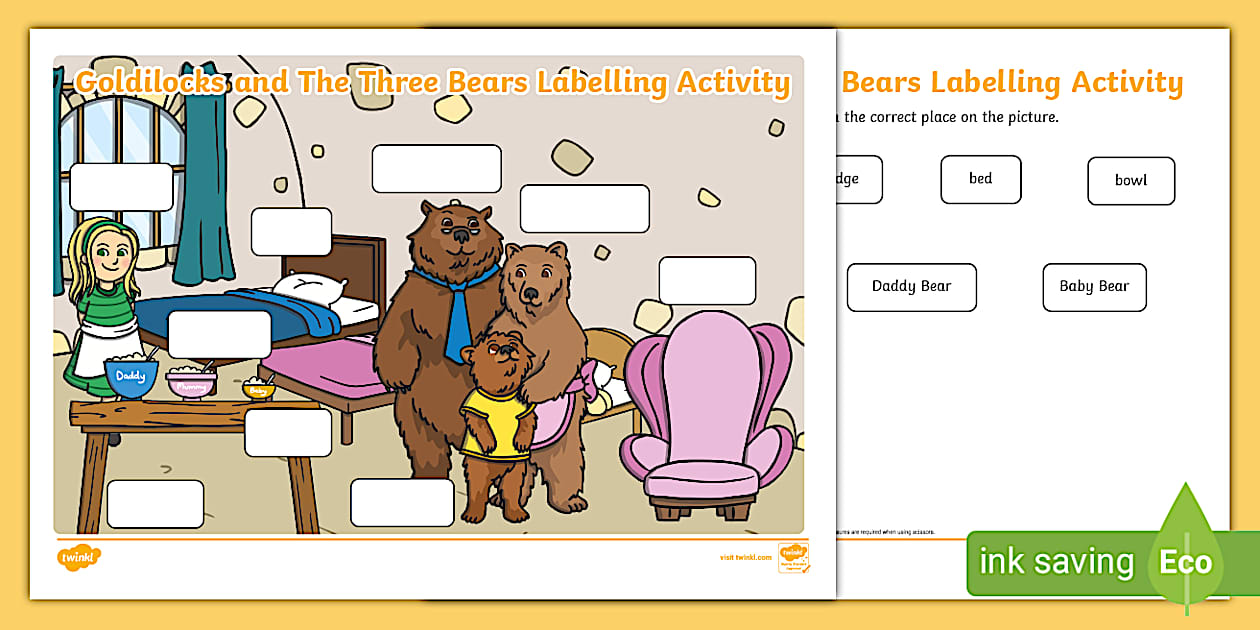 Goldilocks and The Three Bears Labelling Activity | Twinkl
