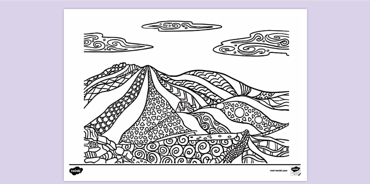Colour Mountain Colouring | Colouring Sheets - Twinkl