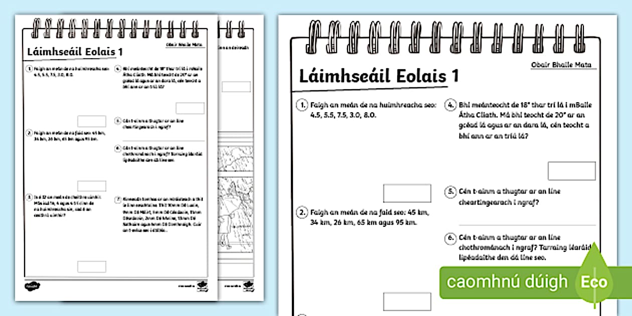 Maths Homework - Data 1 Gaeilge (teacher made) - Twinkl