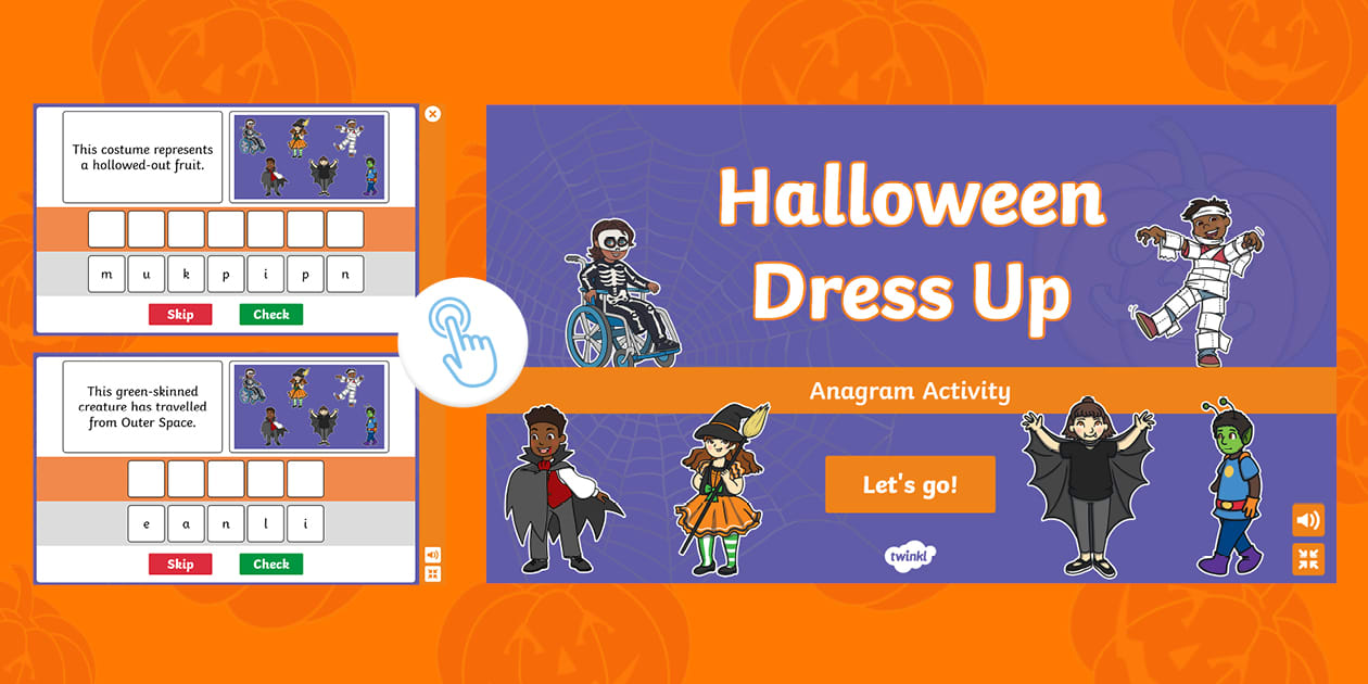 Halloween Dress Up Interactive Anagram Game