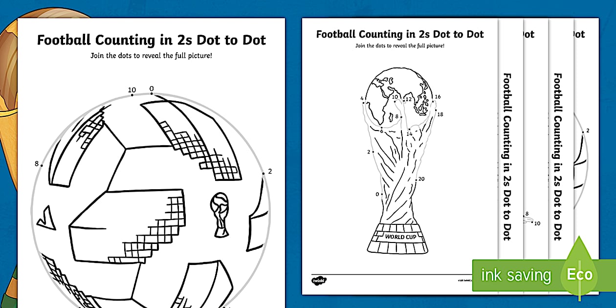KS1 Football Themed Counting in 2s Dot to Dot Worksheets