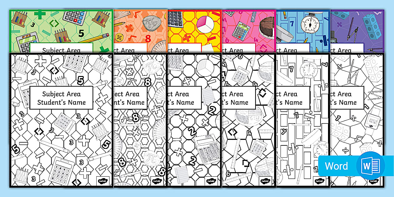 Editable Math Binder Covers for 6th-8th Grade (Teacher-Made)