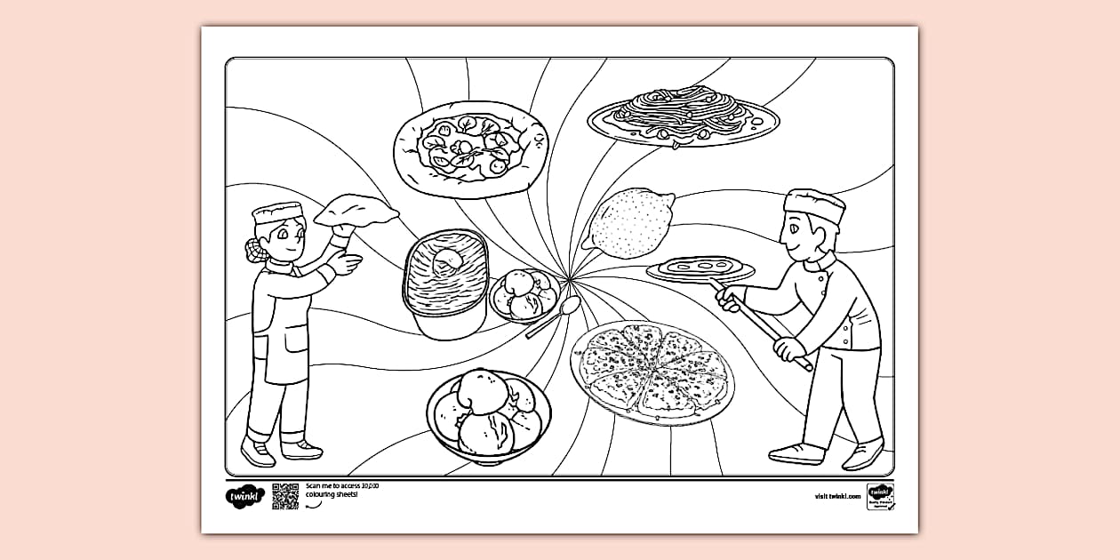 Italian Food Colouring Worksheet (Teacher-Made) - Twinkl
