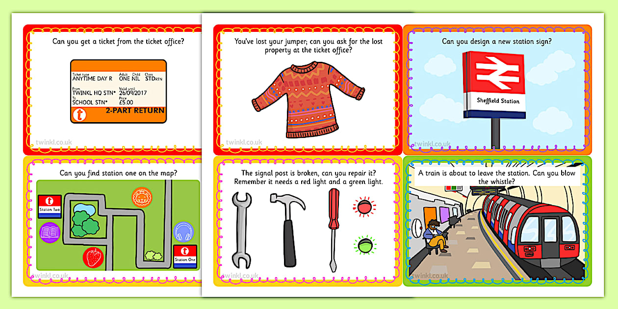 Challenge Cards Train Station (teacher made) - Twinkl