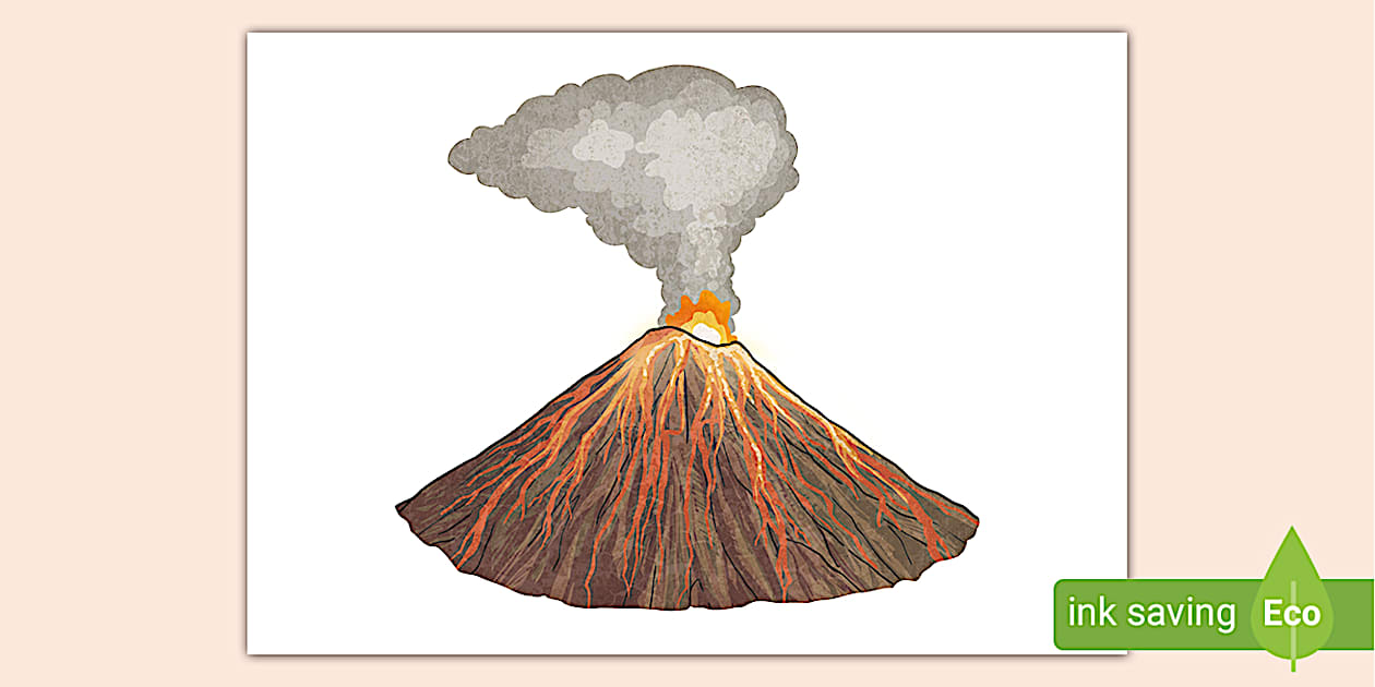 Large Volcano Display Cut-Out (teacher made) - Twinkl