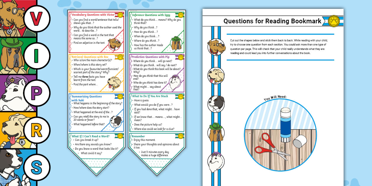 Year 1 Questions for Reading Bookmark Question Cards