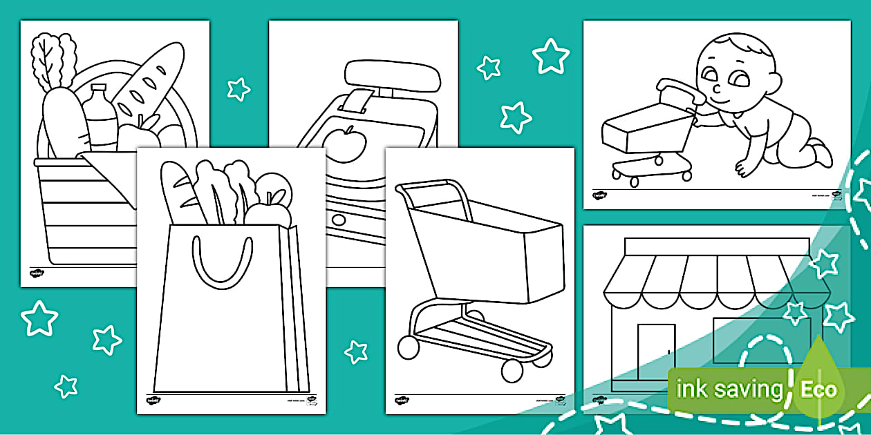 My First Supermarket Colouring Pack (teacher made) - Twinkl