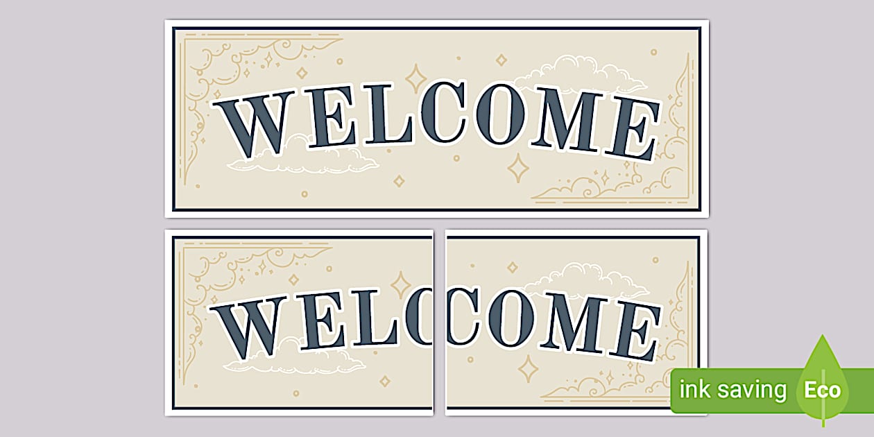 Celestial-Themed Welcome Door Sign (teacher made) - Twinkl