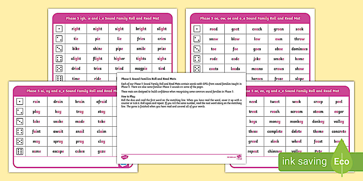 Phase 5 Phonics Sound Families Roll and Read Pack - KS1