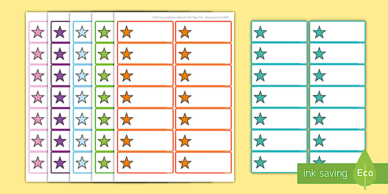 Editable Multicolored Small Star Labels (teacher made)
