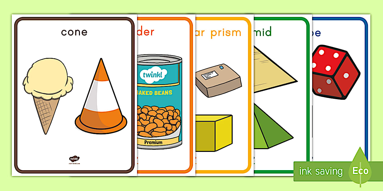 Editable 3D Shapes with Real-World Examples Posters - Twinkl