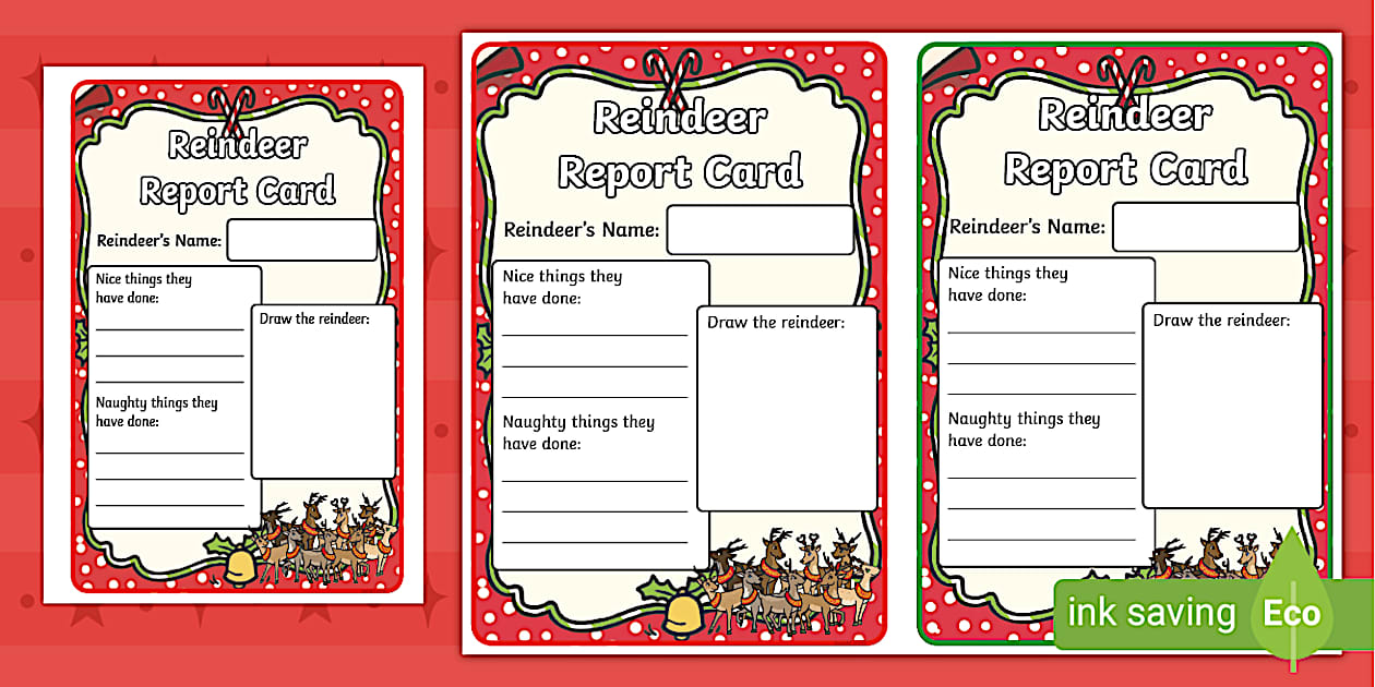 Reindeer Report Cards (Teacher-Made) - Twinkl