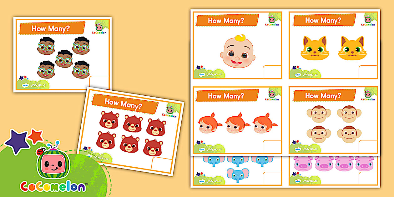 FREE! - CoComelon: How Many? 1-20 Flash Cards (teacher made)