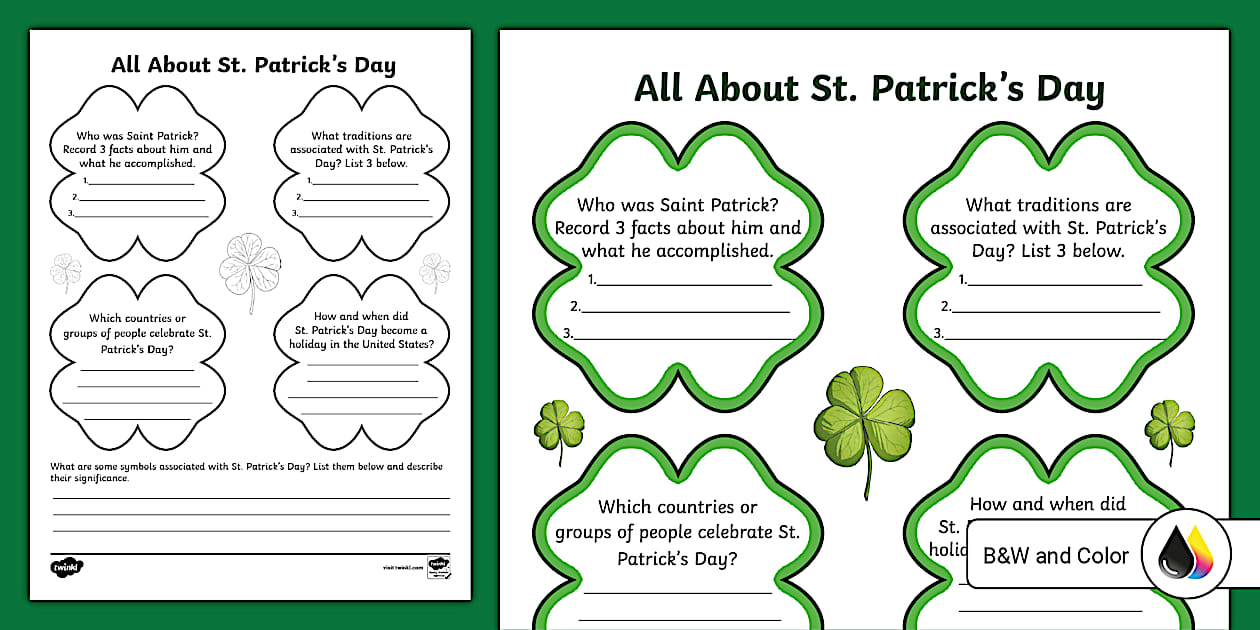 Saint Patrick's Day Worksheet | St. Patrick | Twinkl USA