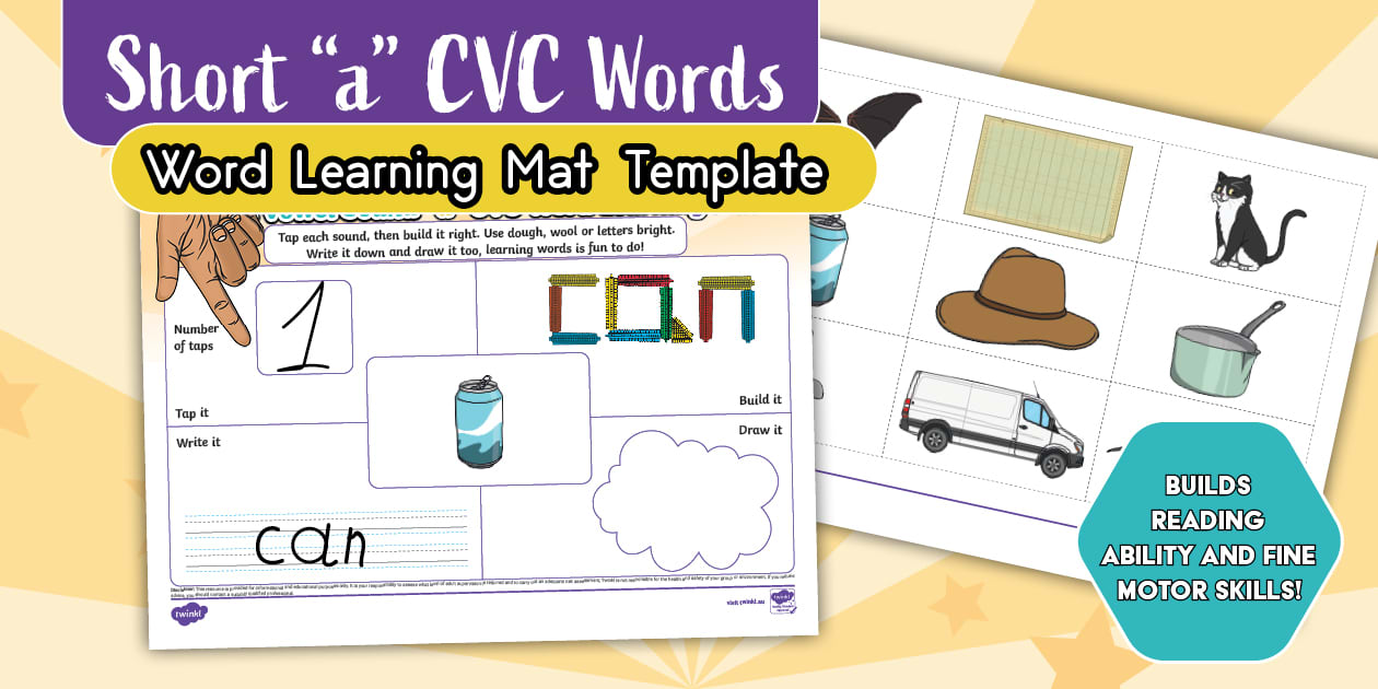 Short "a" CVC Word Learning Mat Template
