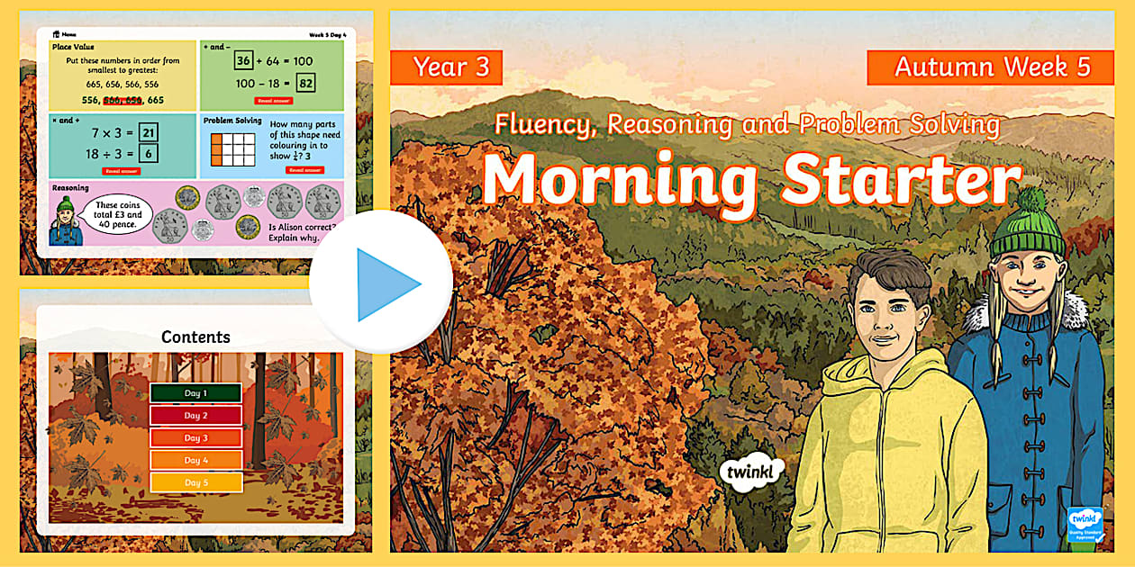 Year 3 Maths Autumn Morning Starter PowerPoint 5 - Twinkl