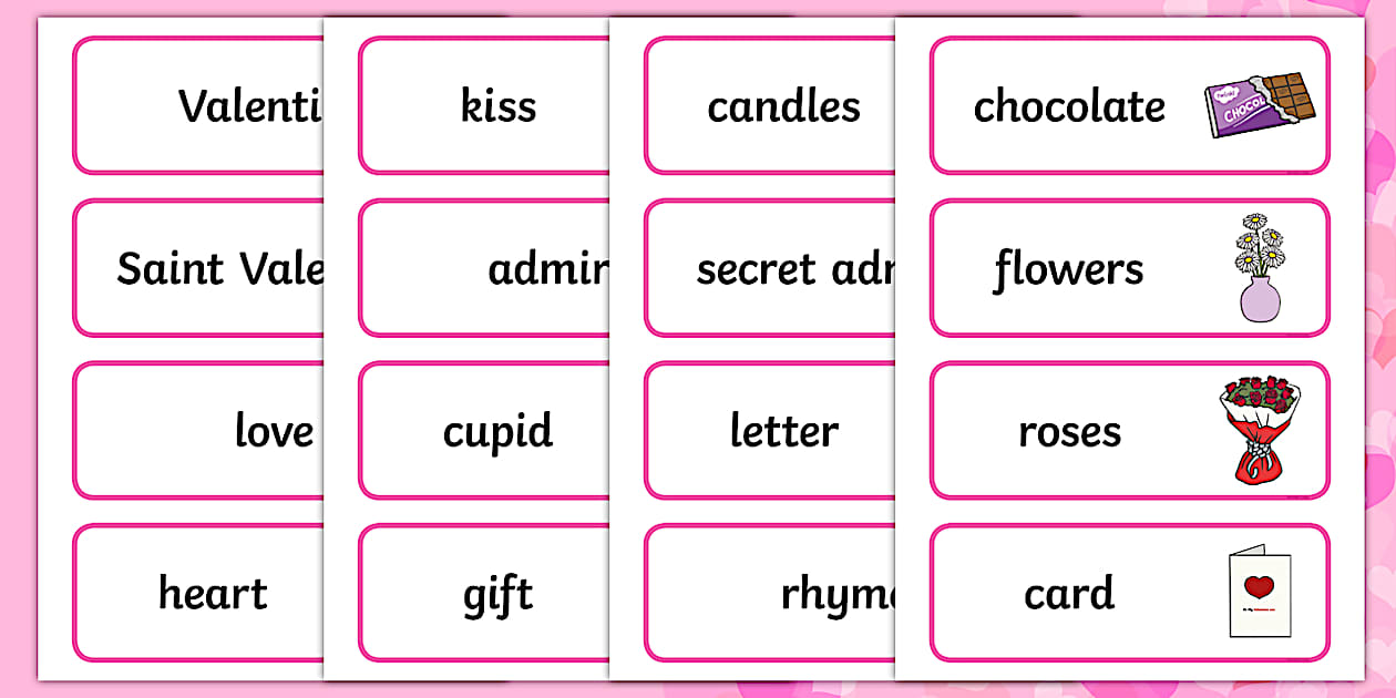 Valentines Day Topic Word Cards - Twinkl