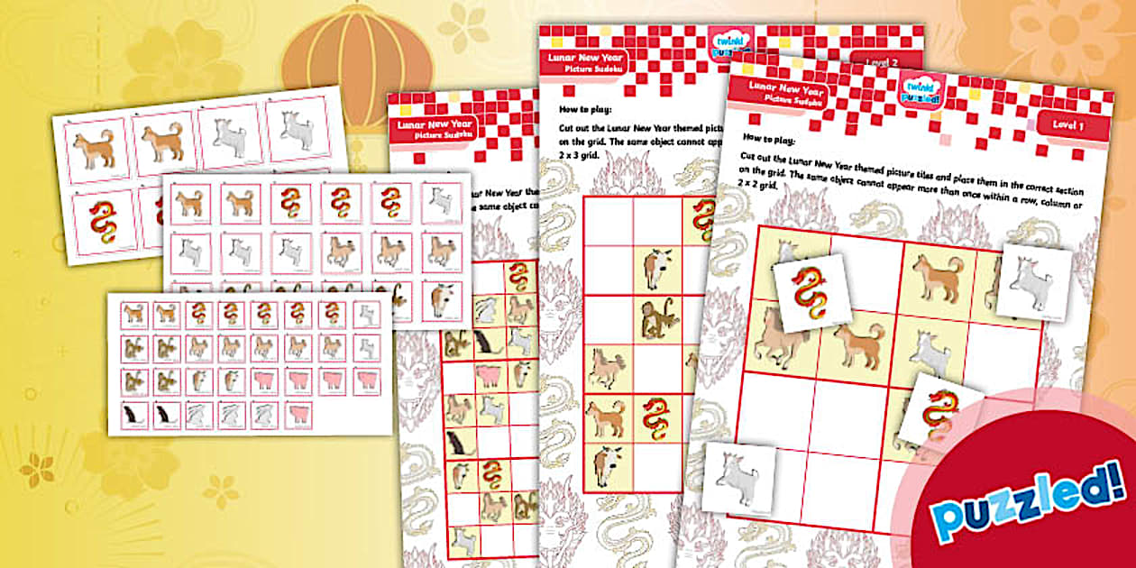 Lunar New Year Picture Sudoku Puzzle Pack | Twinkl Puzzled