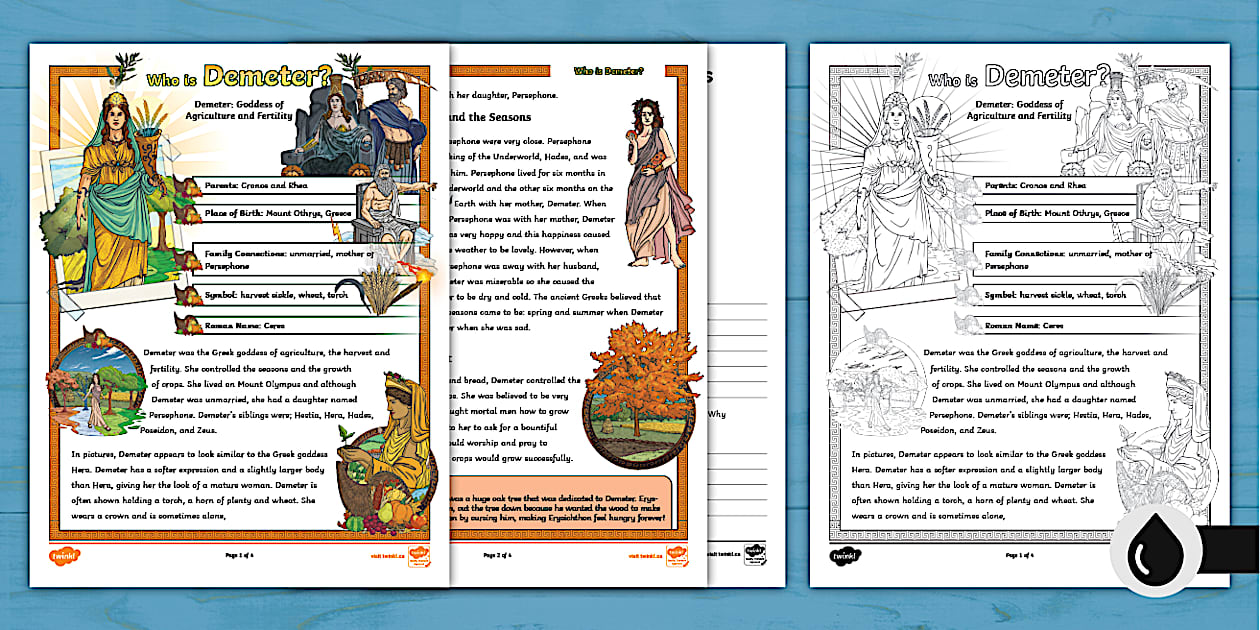 Demeter Greek God Intermediate Reading Comprehension