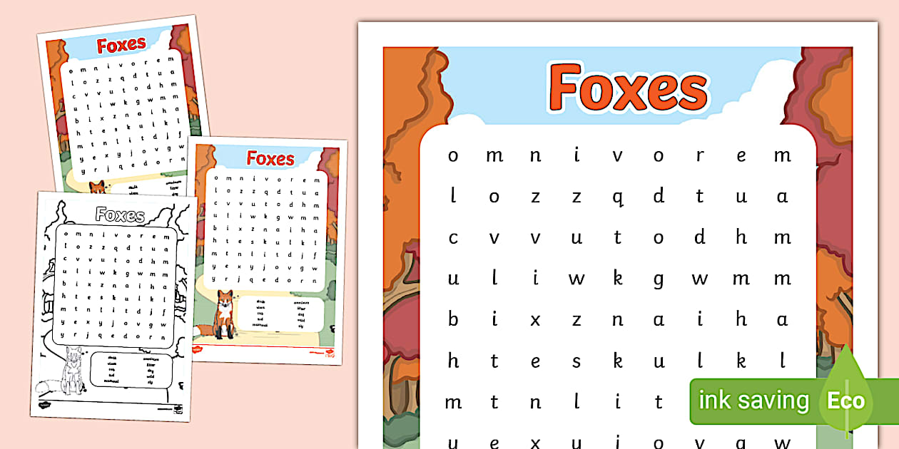 Foxes Word Search (Teacher-Made) - Twinkl