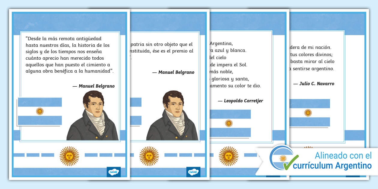 * NEW * Posters: frases del Día de la Bandera (Argentina) - Twinkl