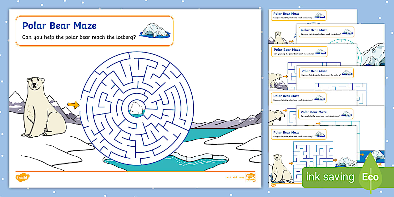 Free Polar Bear Maze Activity Worksheets for Kids: Download!