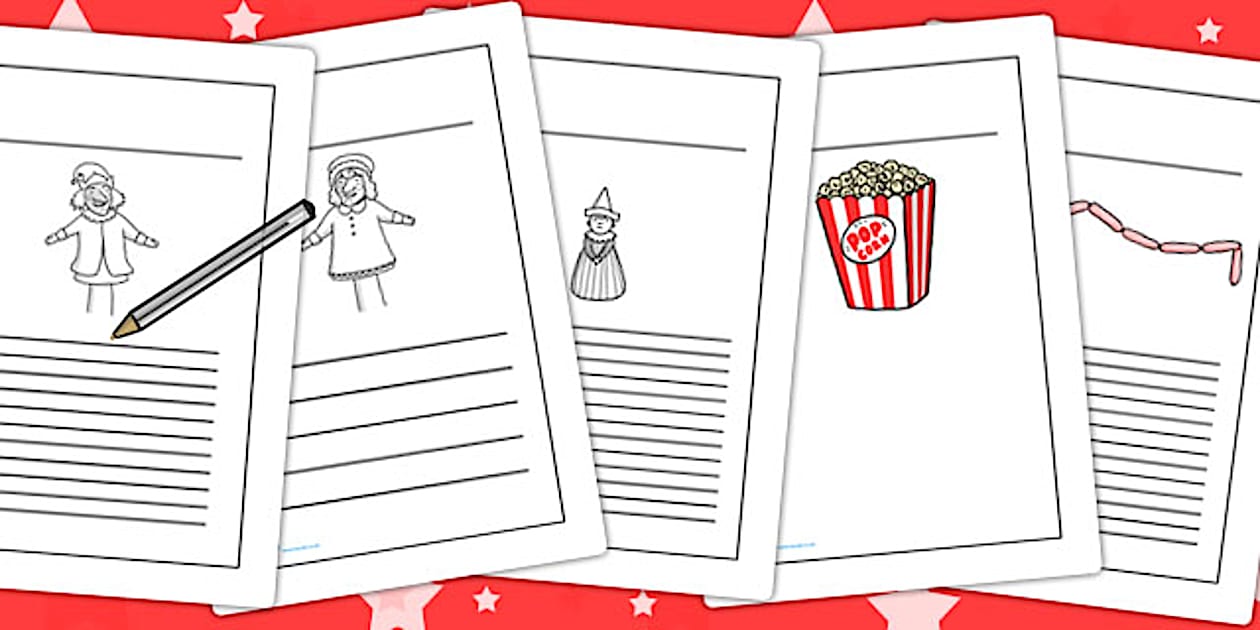 Black and White Punch and Judy Writing Frames - Twinkl